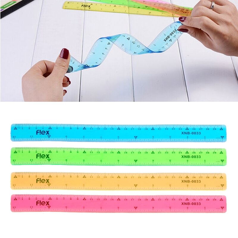 Soft 30cm Ruler Multicolour Flexible Stationery Ru... – Grandado