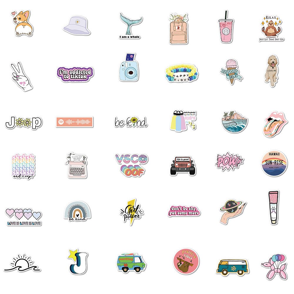 50pcs Vinyl Stickers Girl Essential Stuff For Wate... – Grandado