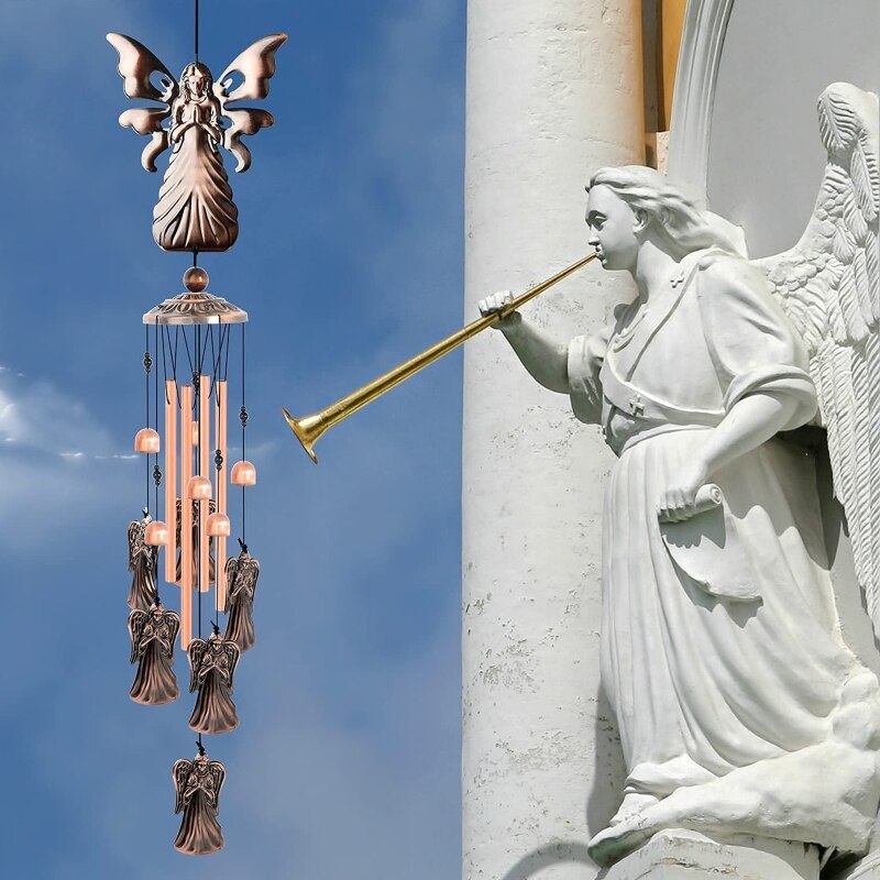 Plating Metal Angel Wind Chime and Hook Angels Win... – Vicedeal