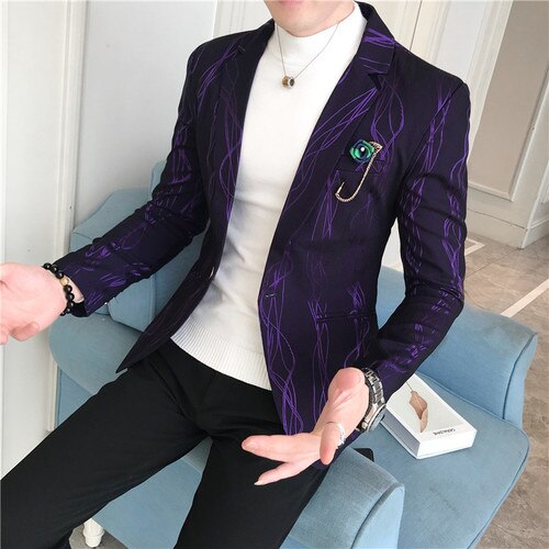 Personality Gilding Stripe Blazers Men Office Form... – Vicedeal