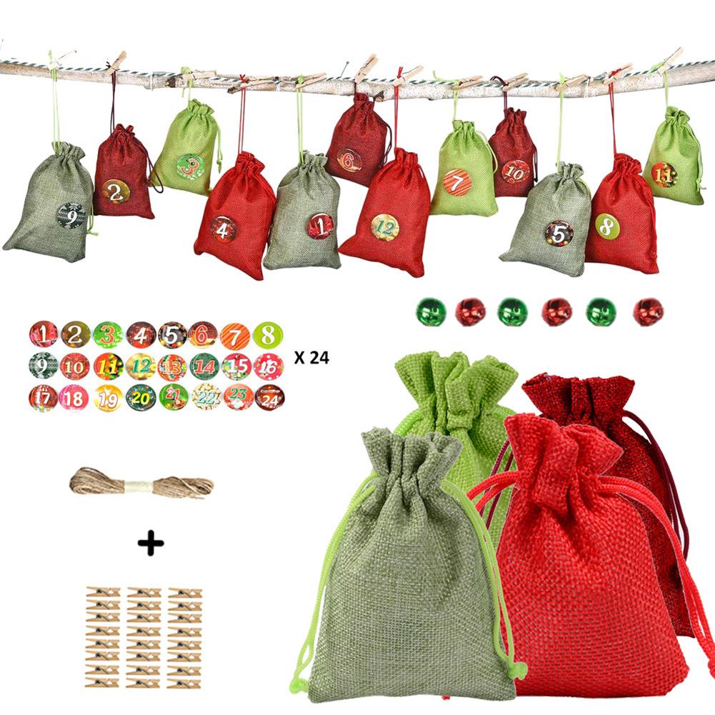 Christmas Bags Calendar Countdown Jute Bag Candy S... – Grandado