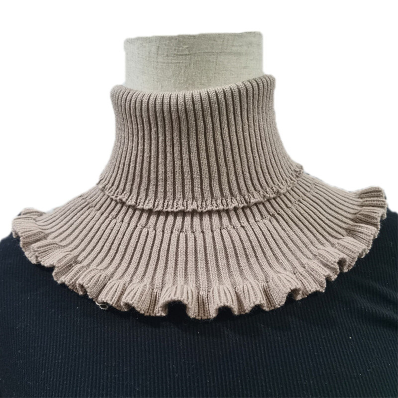 Solid Color Wnter Women Bib Wraps Wavy Turtleneck ... – Vicedeal