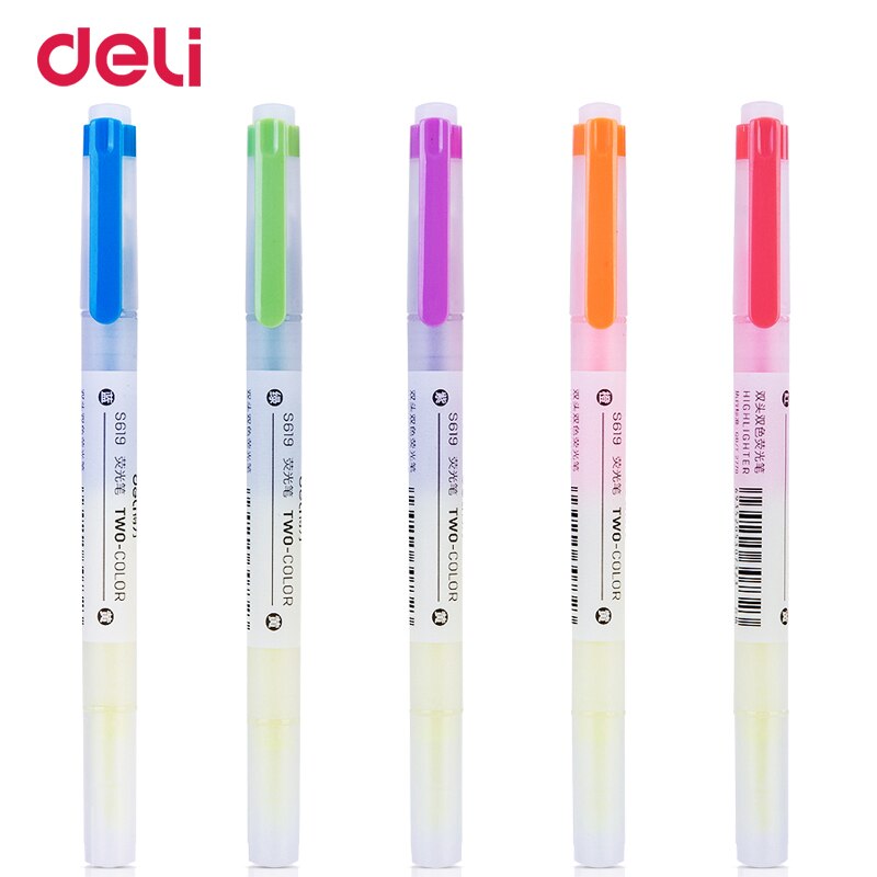 Deli dual head two color scribble highlighter pen ... – Grandado