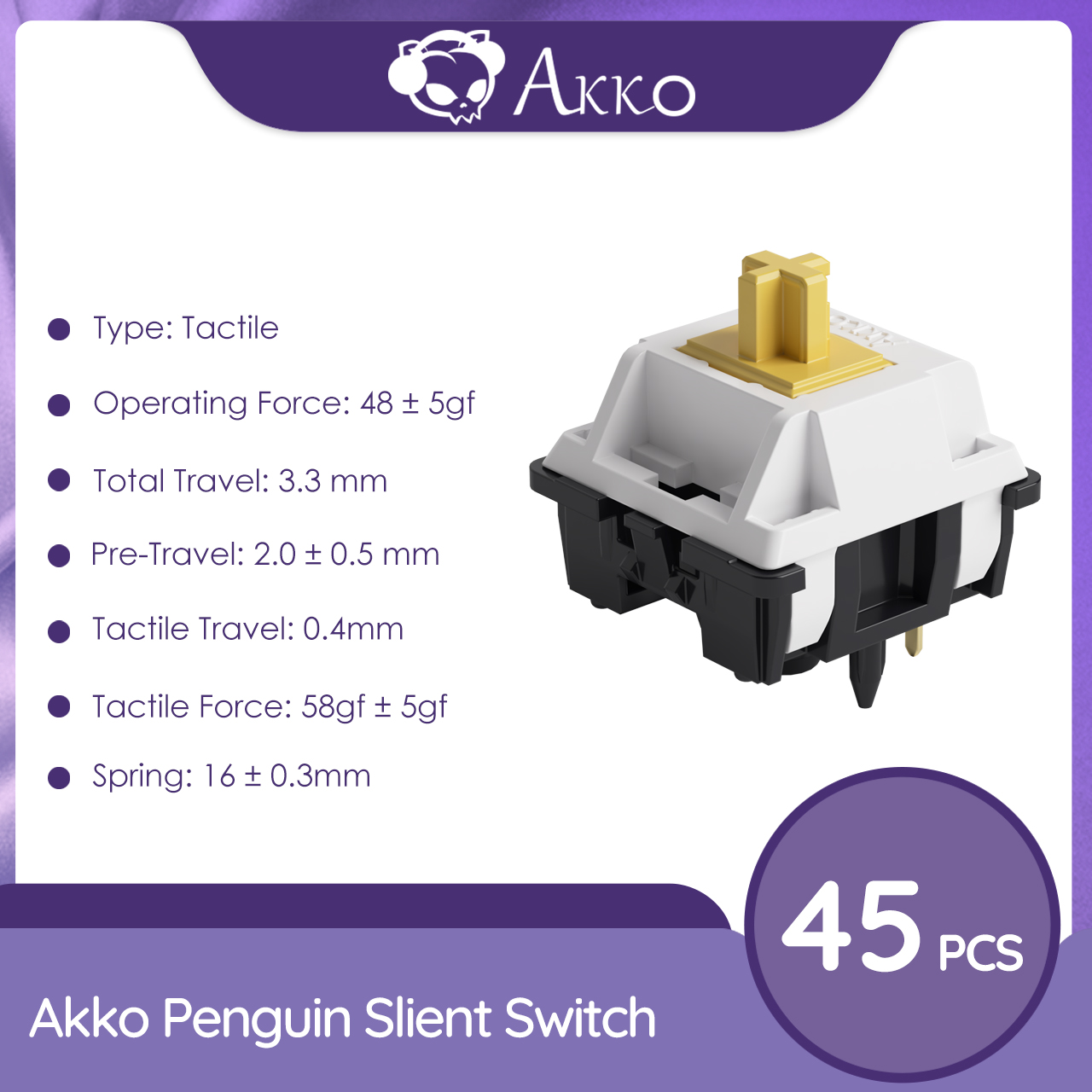 Akko Penguin Switch 5 Pin 50gf tactile Silent Swit... – Grandado