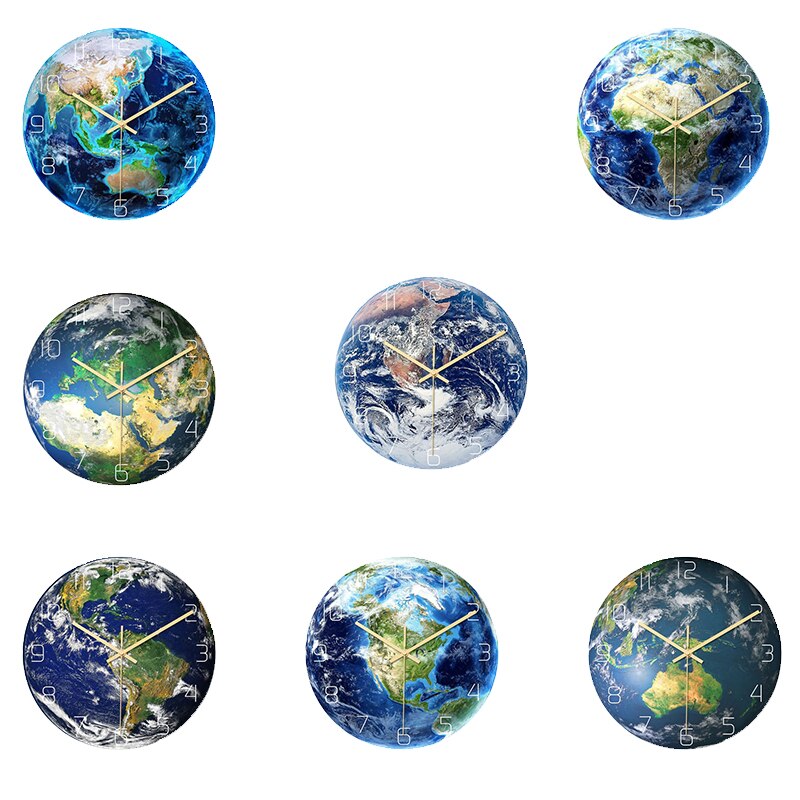 3D Acryl Leucht Erde Wanduhr 7 Kontinenten 8 Stile... – Vicedeal