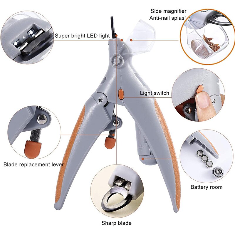 LED Light Pet Nail Clipper For Dogs Cats Nail Toe ... – Grandado