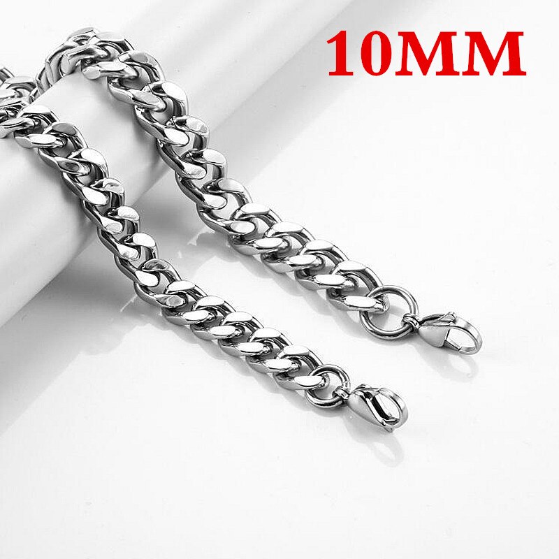 HNSP 10MM-14MM Thick Men Chain Stainless Steel Cub... – Grandado