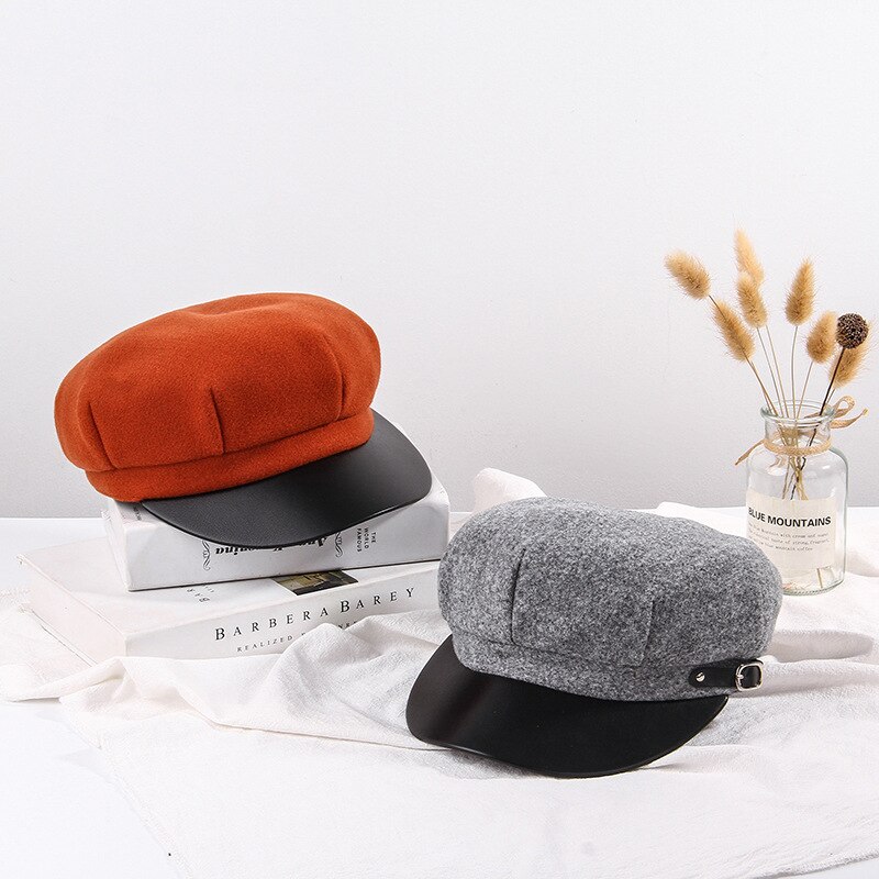 Hat Women Octagonal Cap Beret Solid Color Retro Fr... – Grandado