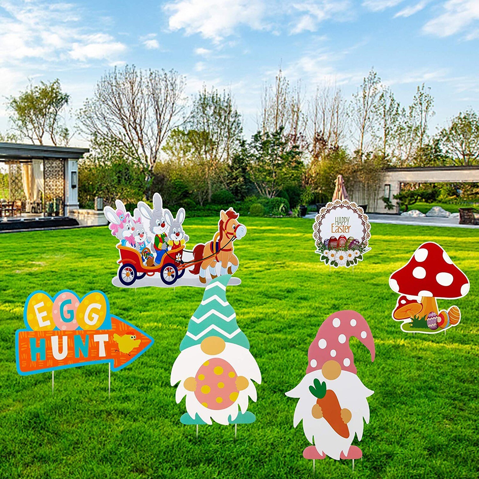 6pcs Yard Lawn Decorations Easter Gnomes Outdoor S... – Grandado