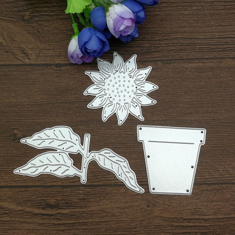 Sunflower flower pot Metal Dies Scrapbooking Metal... – Grandado
