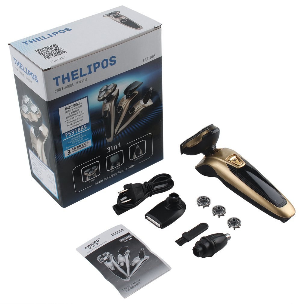 3 in 1 Men's Electric Shaver Blade Rechargeable Fl... – Grandado
