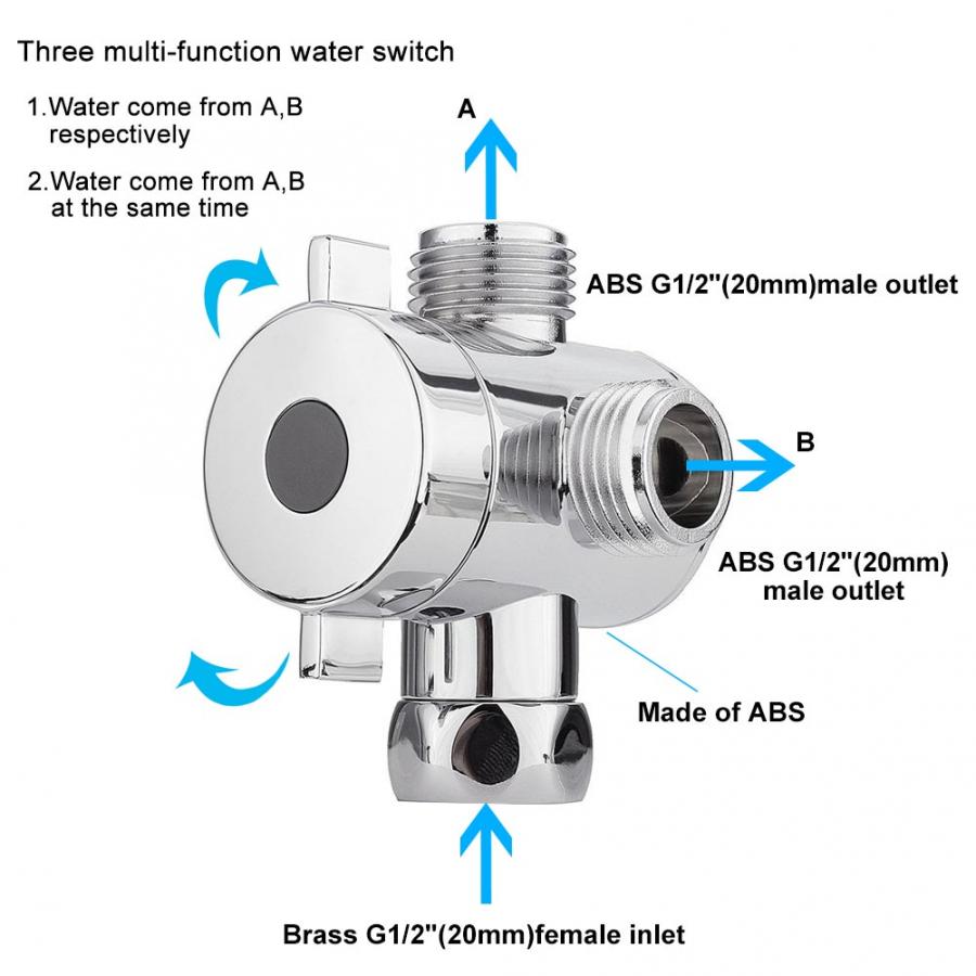 G1/2 "3 Way Tee Connector Douchekop Omstelkraan Wc... – Vicedeal