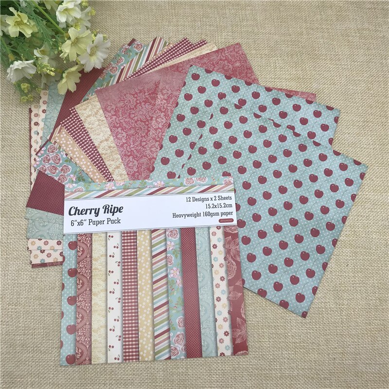 24 sheets 6"X6"Cherry Ripe paper Scrapbooking pape... – Vicedeal