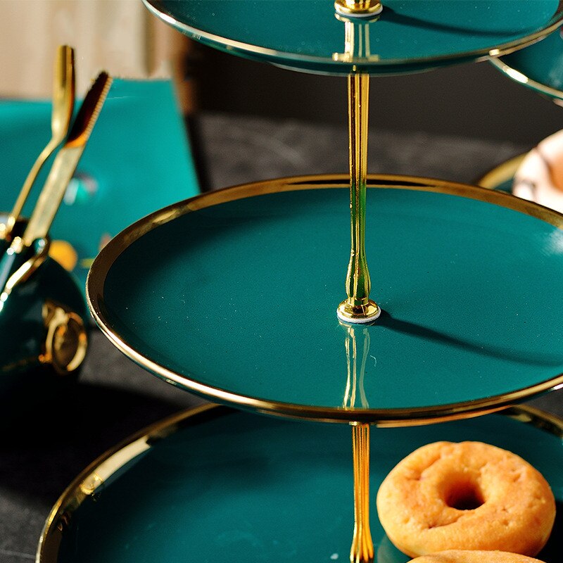 Three Layer Dinner Plates Snacks Fruit Plate Emera... – Grandado