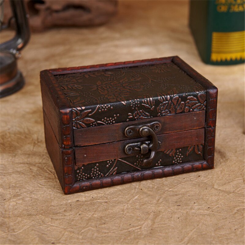 Wooden Retro Antique Decorative Box Wood Jewelry b... – Grandado