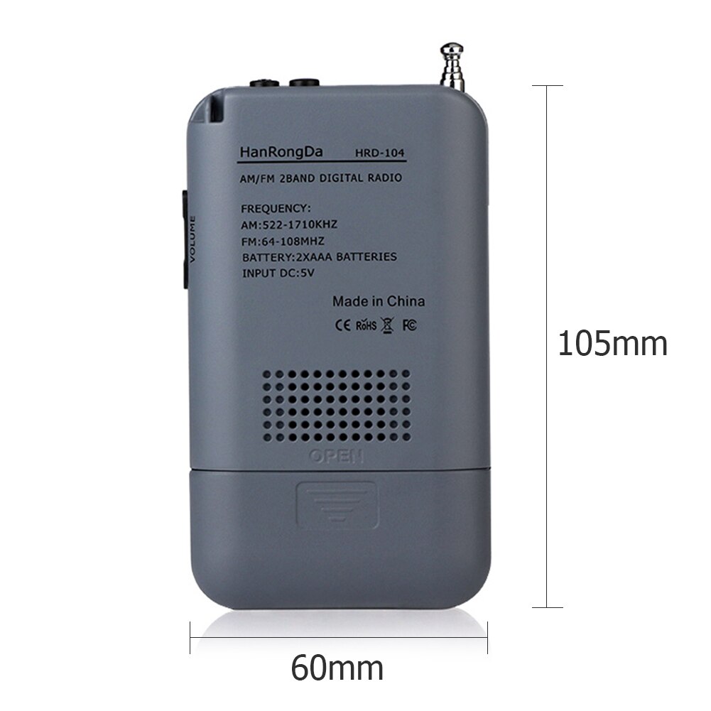 HRD-104 Pocket Portable AM FM Radio Digital Displa... – Grandado