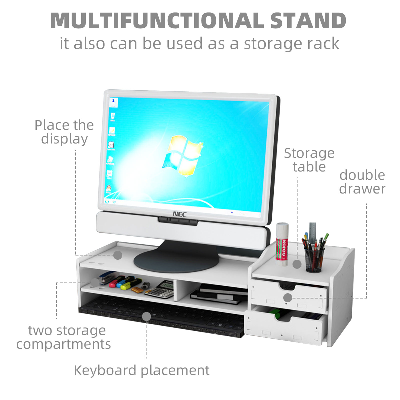 Besegad Pc Computer Monitor Stand Riser Laptop Hou... – Grandado
