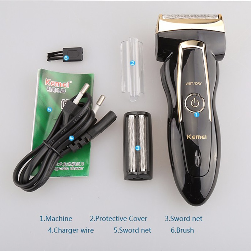 Kemei-Afeitadora eléctrica recargable de 2 cabezal... – Grandado