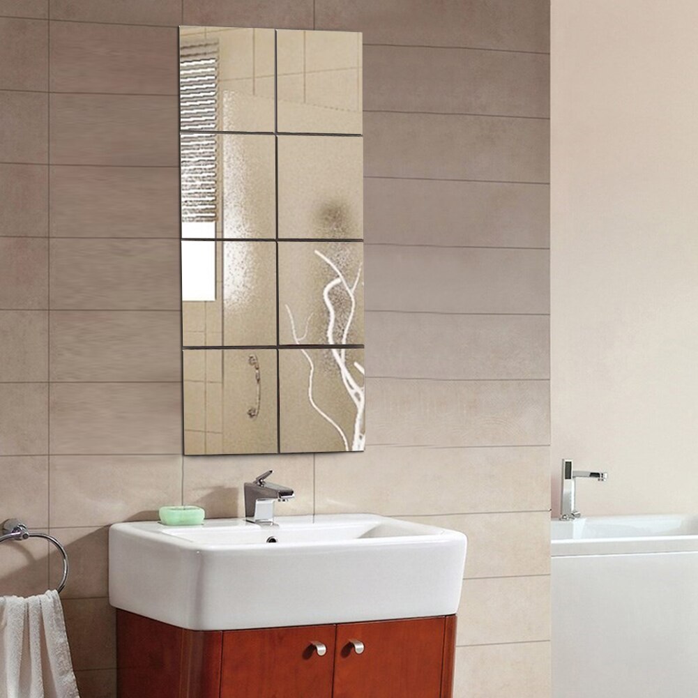 8pcs Square Mirror Stickers Removable Home Bedroom... – Grandado