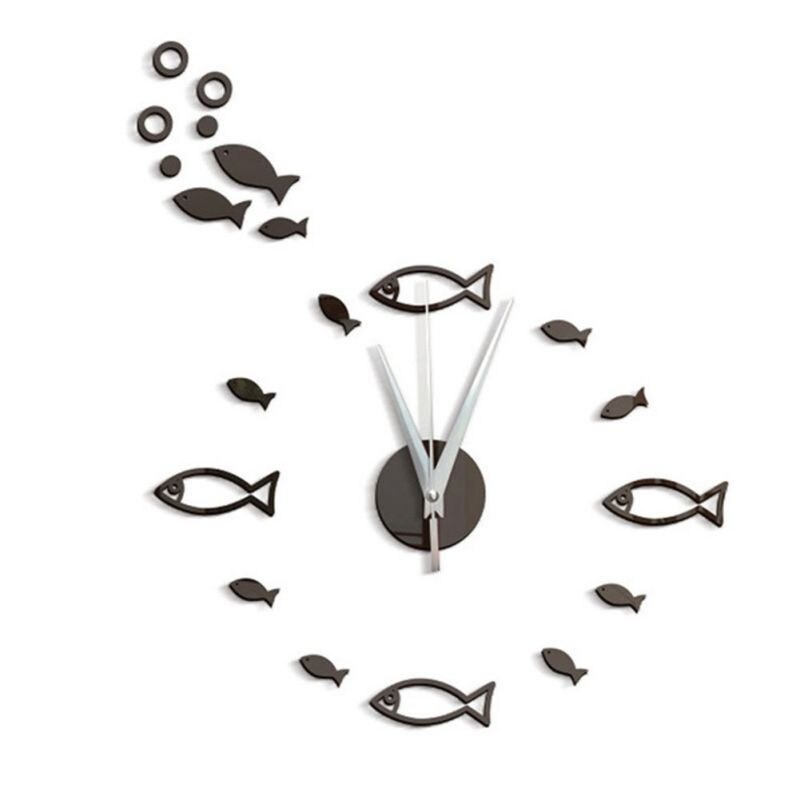 Small Fish Wall Clock Mirror Acrylic Wall Clock Be... – Grandado