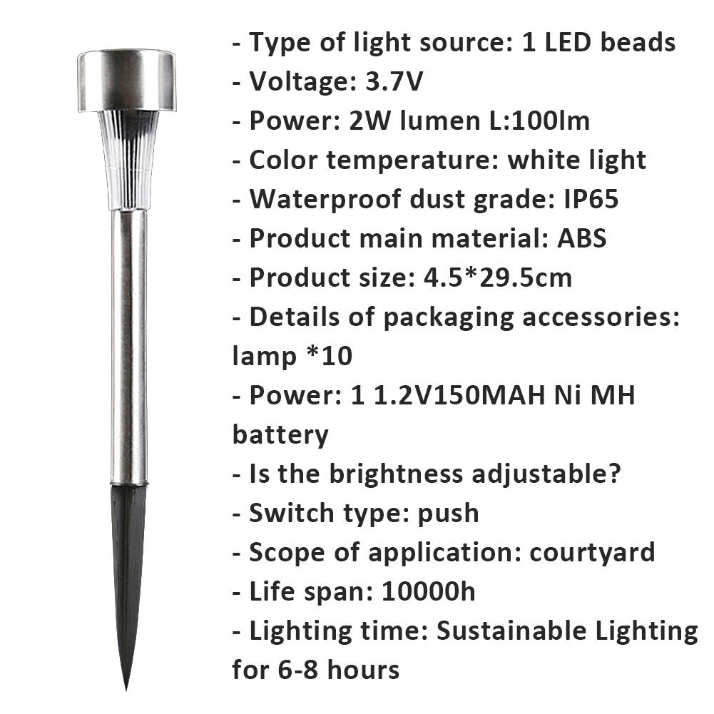 10 / Batch LED Stainless Steel Solar 3.7 V Lawn Ou... – Grandado