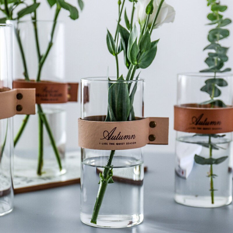 Nordic Transparent Glass Vase Storage Bottle with ... – Grandado