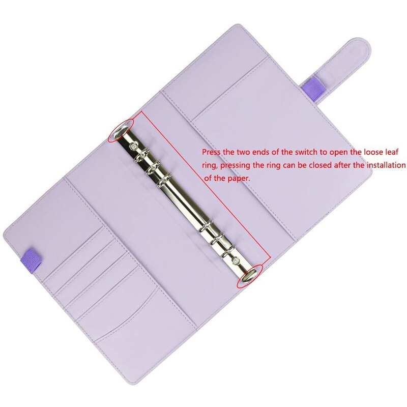 A5 PU Leather Notebook Binder,Refillable 6 Round R... – Grandado