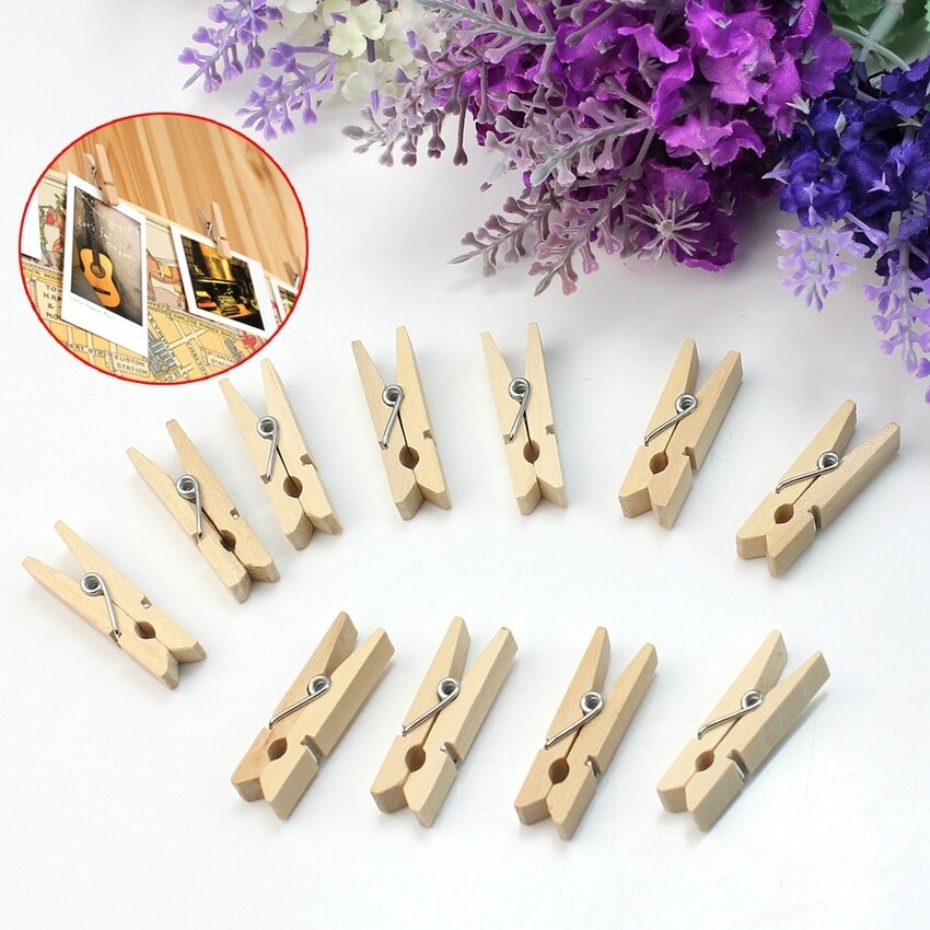 Very Small Mine Size 25mm Mini Natural Wooden Clips For Photo Clips ...