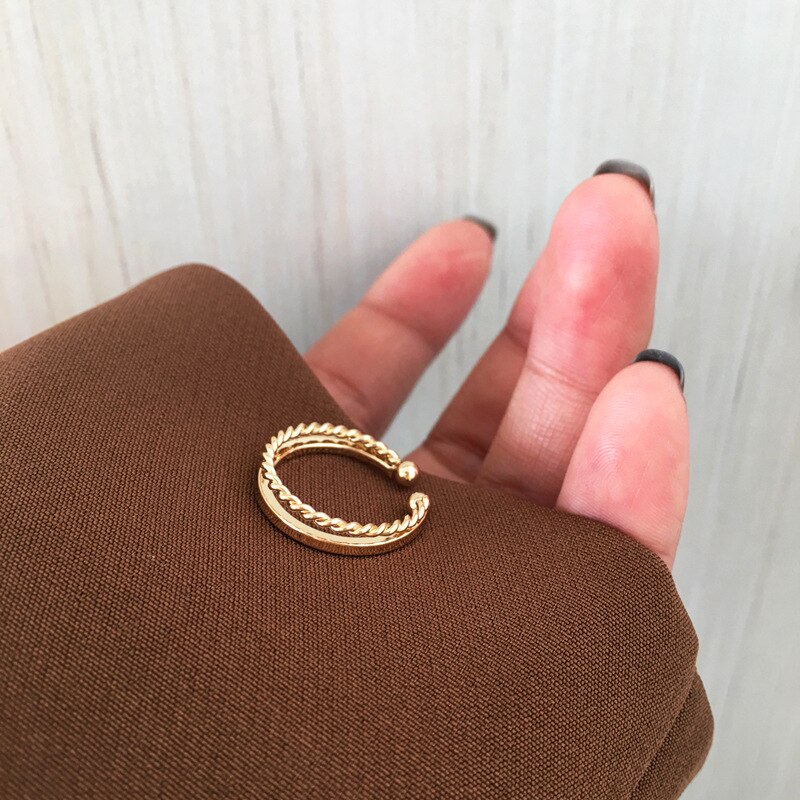 Anillo doble de Metal a la y Simple, anillo abiert... – Grandado