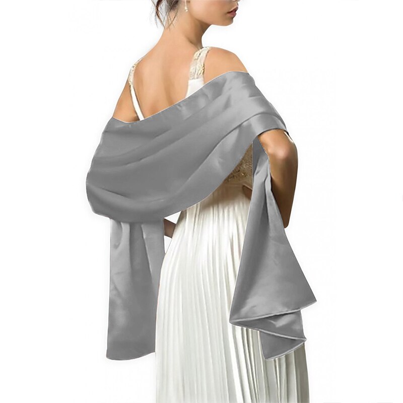 ] Women Long Black Satin Wrap Evening Party Stole ... – Grandado