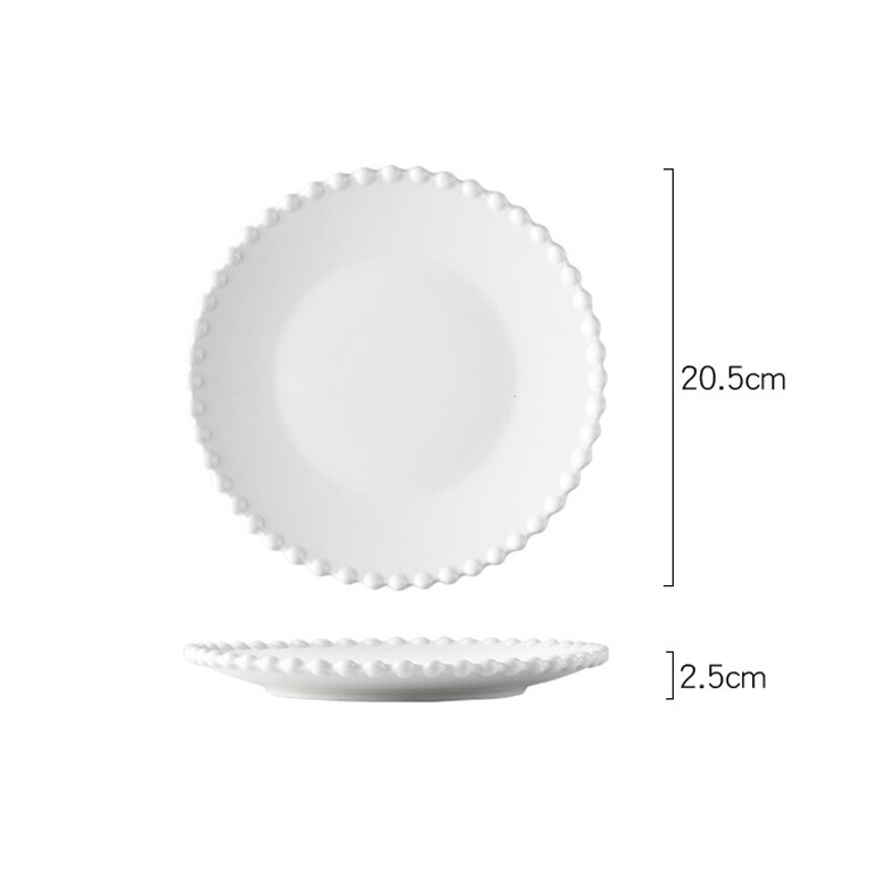 Nordic Pearl-Rim Plate Ceramics Dinnerware Set Ste... – Grandado