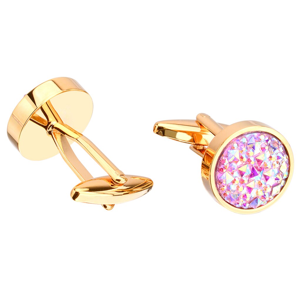 Classic Gold Crystal Round Cufflinks Wedding Groom... – Vicedeal