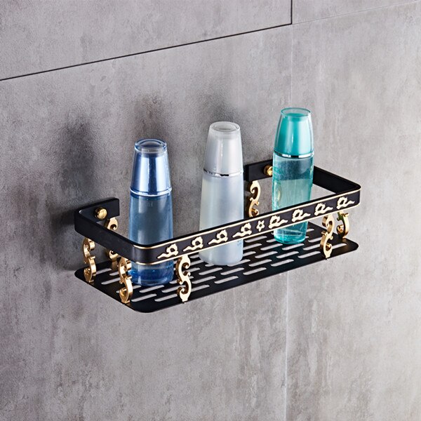 Sort aluminium badeværelse hylde kosmetik rack bad... – Grandado