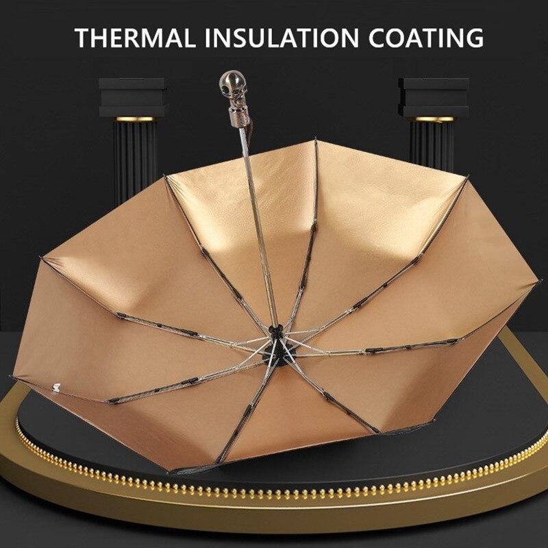 Skeleton head automatic 3 fold rain umbrella water... – Grandado