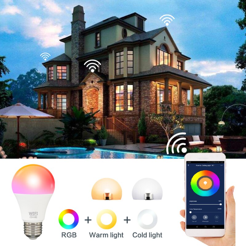 Smart Wifi Bulb Dimming Light Bulb 9W RGBCW Smart ... – Grandado