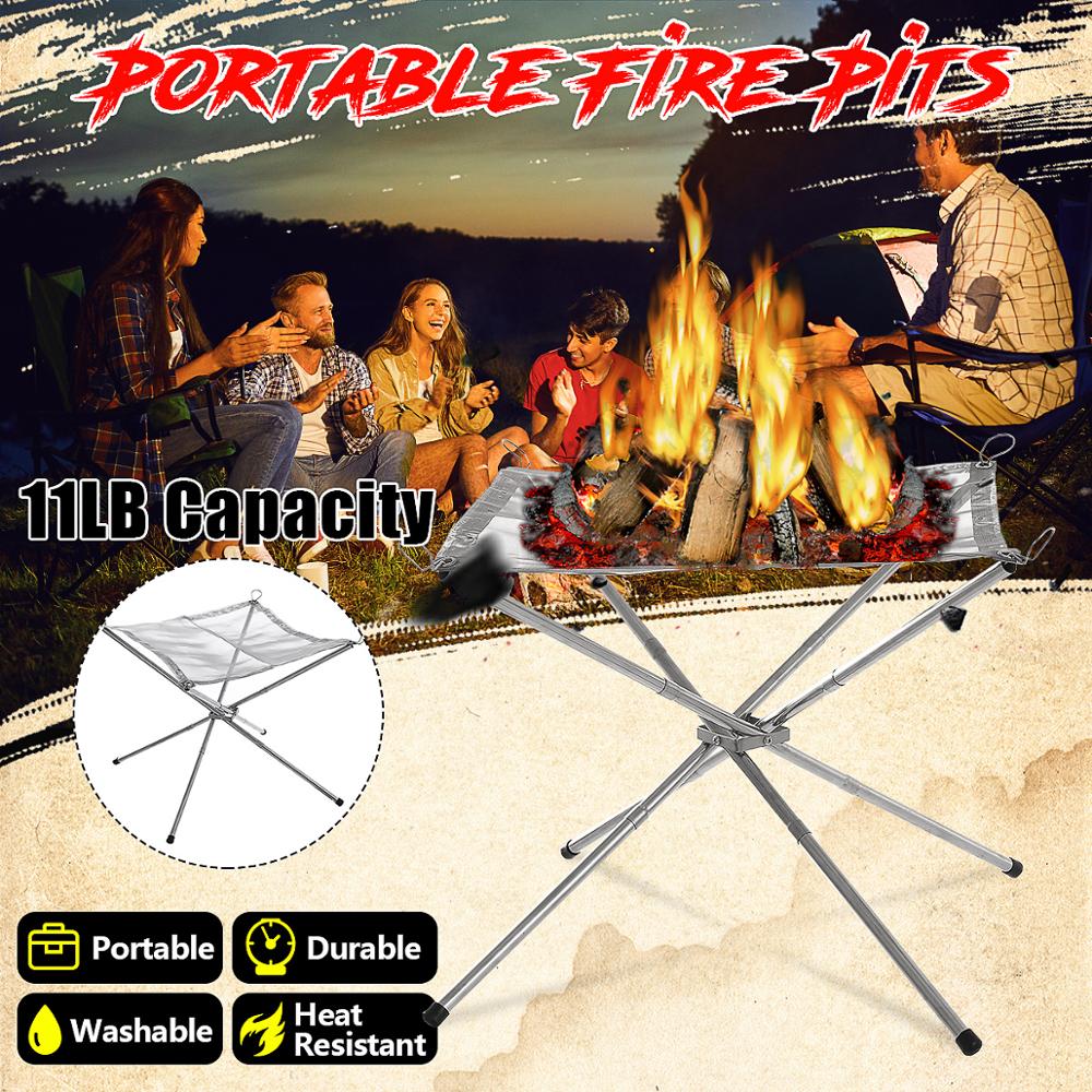 Portable fire pit outdoor camping folding mesh fir... – Vicedeal