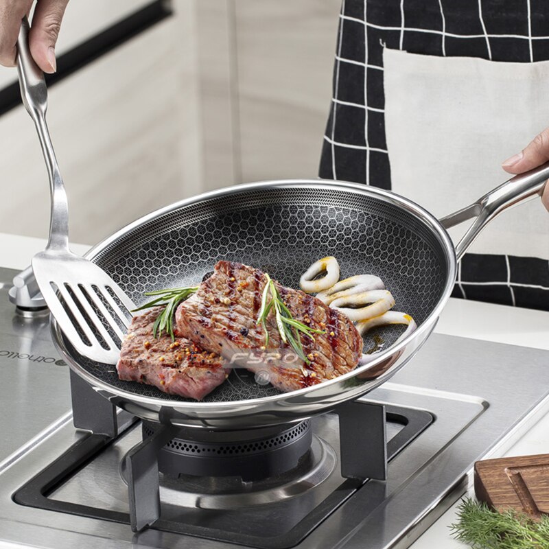 304 Stainelss Steel Frying Pans Non-Coating Cookin... – Grandado