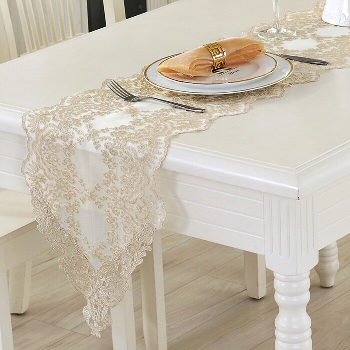 White/Black Lace Table Runner Embroidery Table Run... – Grandado