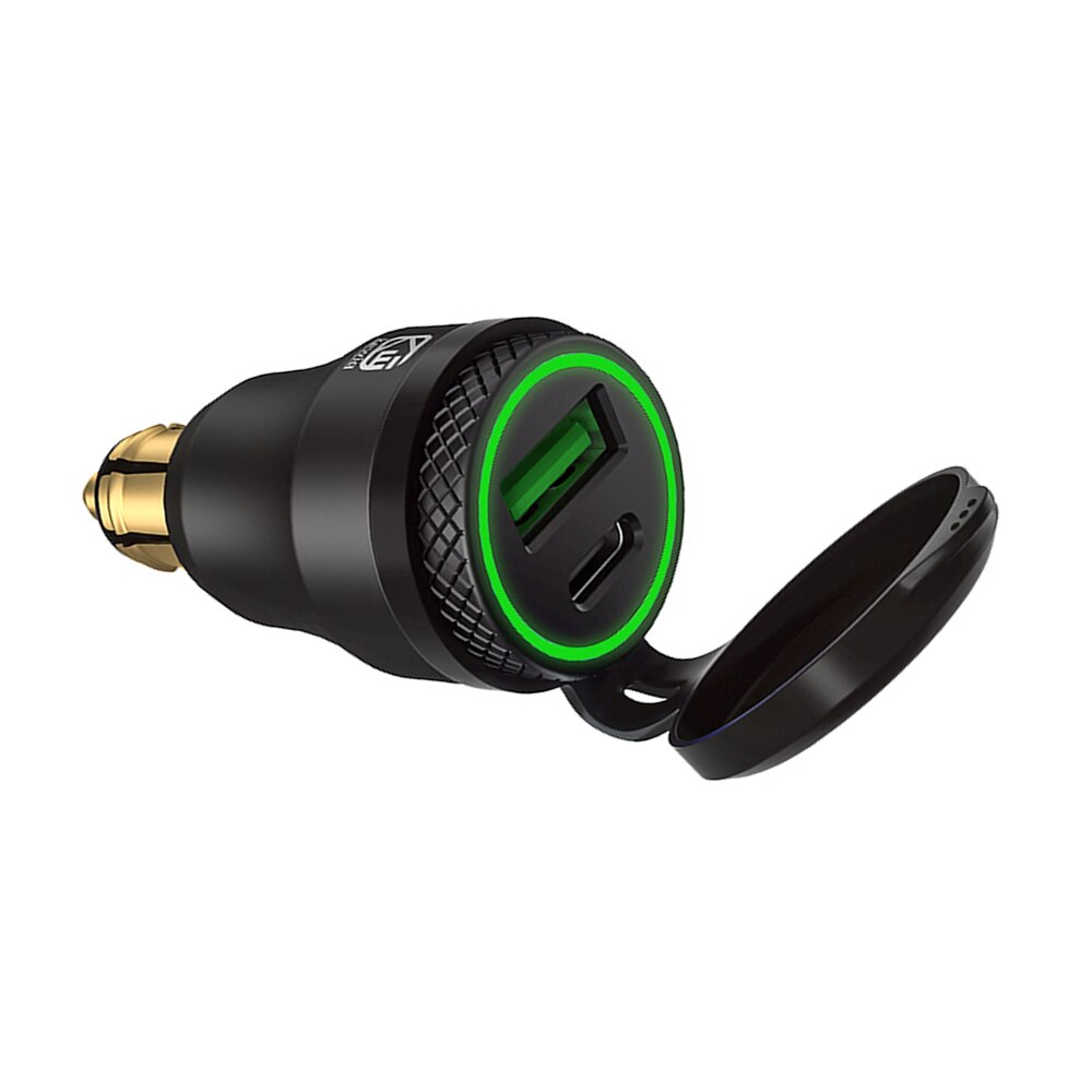 Svart Dobbel Usb Lader Motorsykkel Moto Lader For Grandado