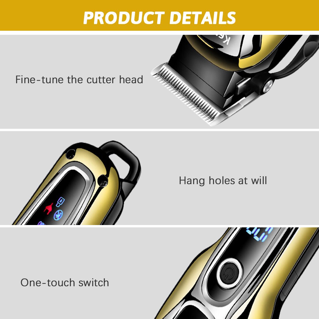 Kemei hair trimmer beard Barber Shop Digital LCD H... – Vicedeal