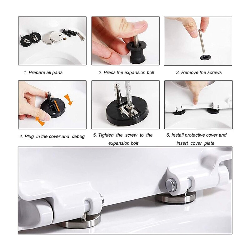 2 Set Toilet Seat Hinge Fixings Top Screws Hinges ... – Grandado