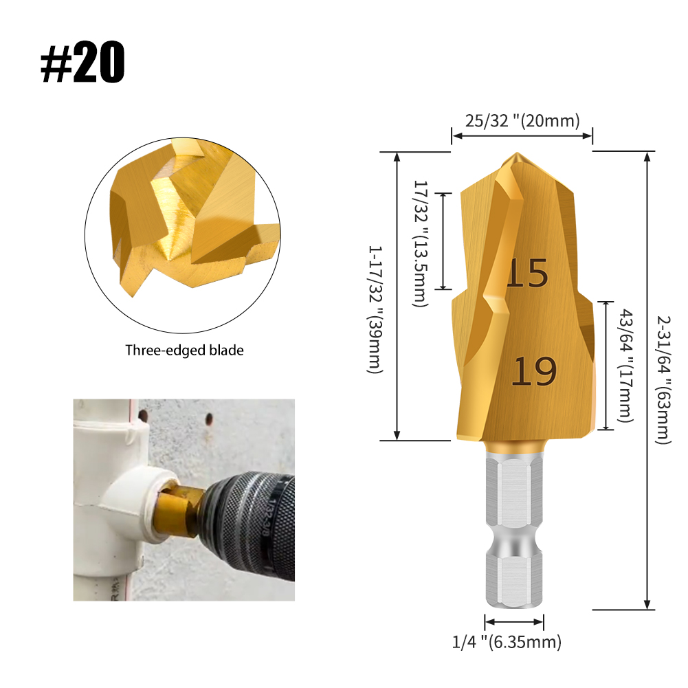 1-3 stuks PPR hijsen, getrapte boor, zeshoekige sc... – Vicedeal