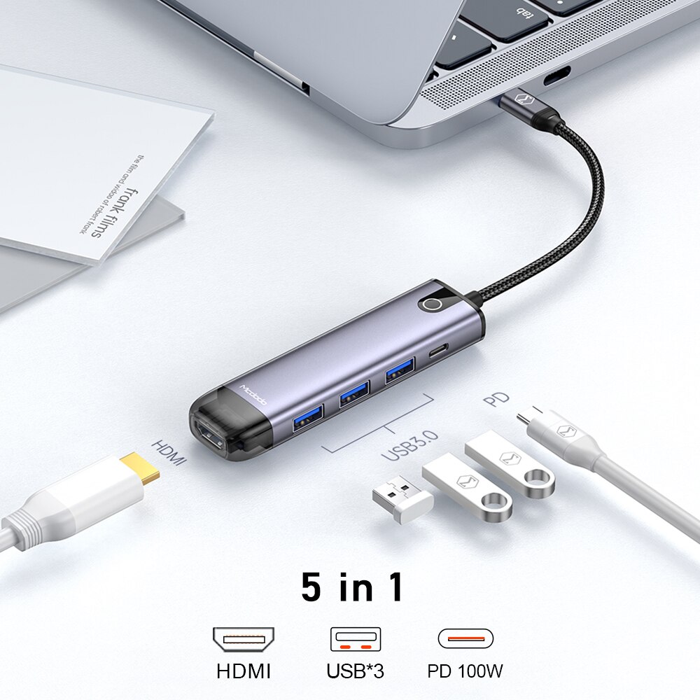Mcdodo usb c hubb typ c till multi usb 3.0 rj45 hd... – Vicedeal