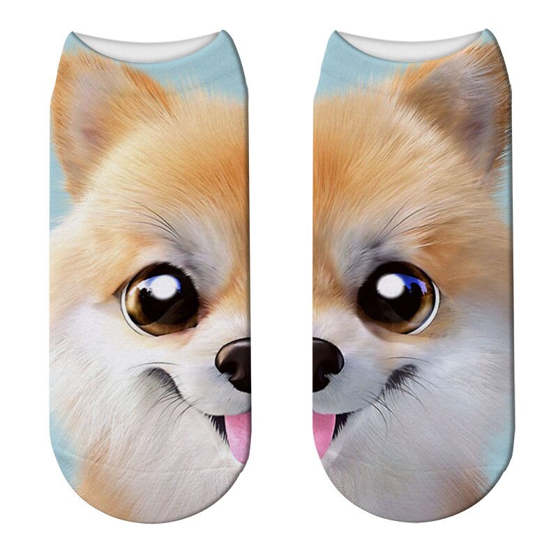 3D Printed Cartoon Dogs Short Socks Unisex Fashion... – Grandado