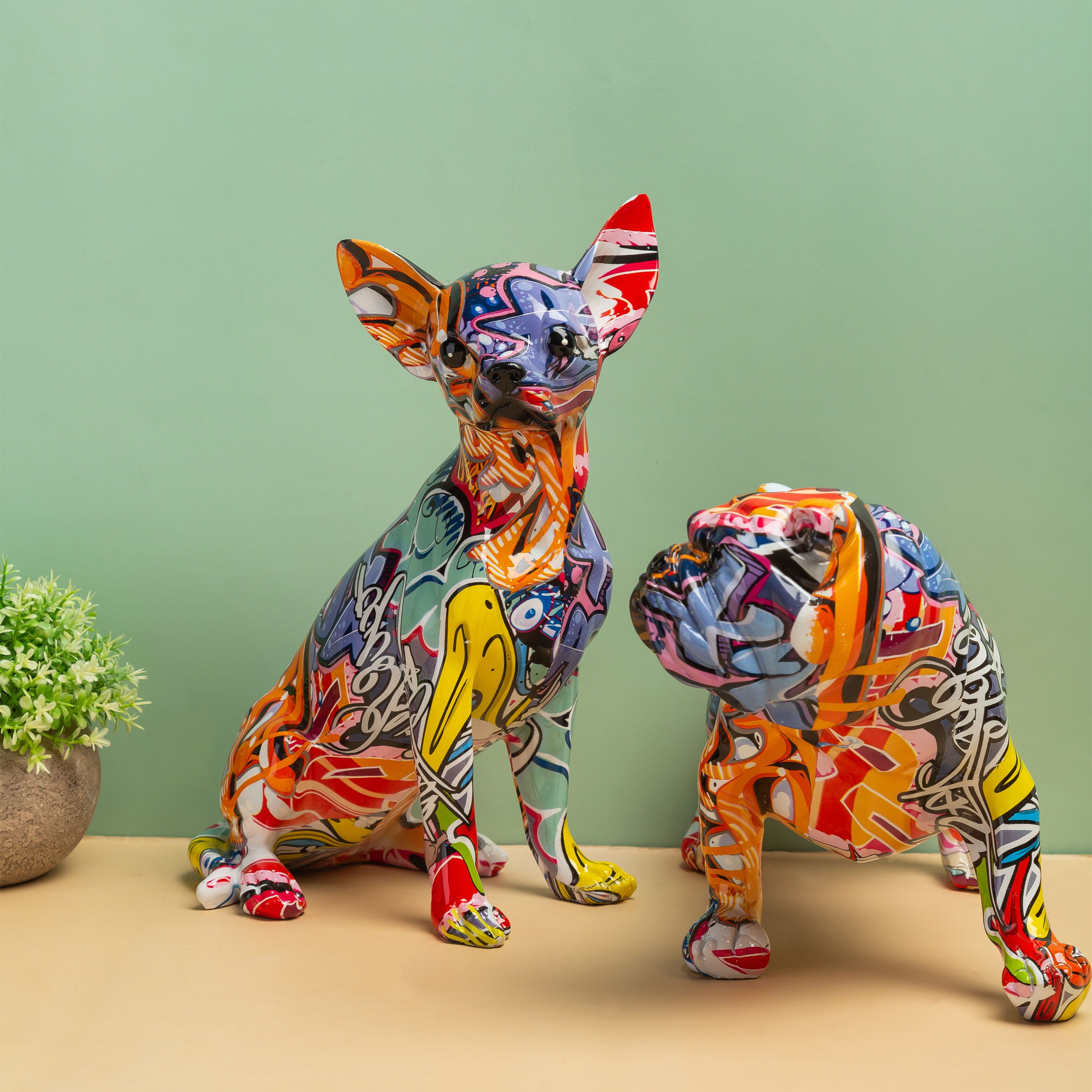 Art Chihuahua Colorful Small English Resin Dog Cra... – Vicedeal