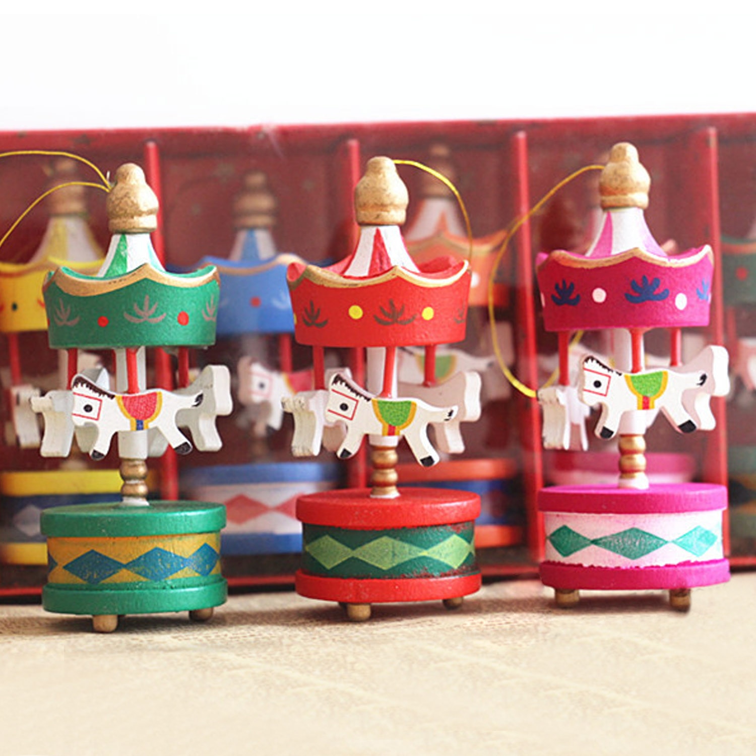 6PCS Christmas Xmas Wooden Rocking Carousel Horses... – Grandado