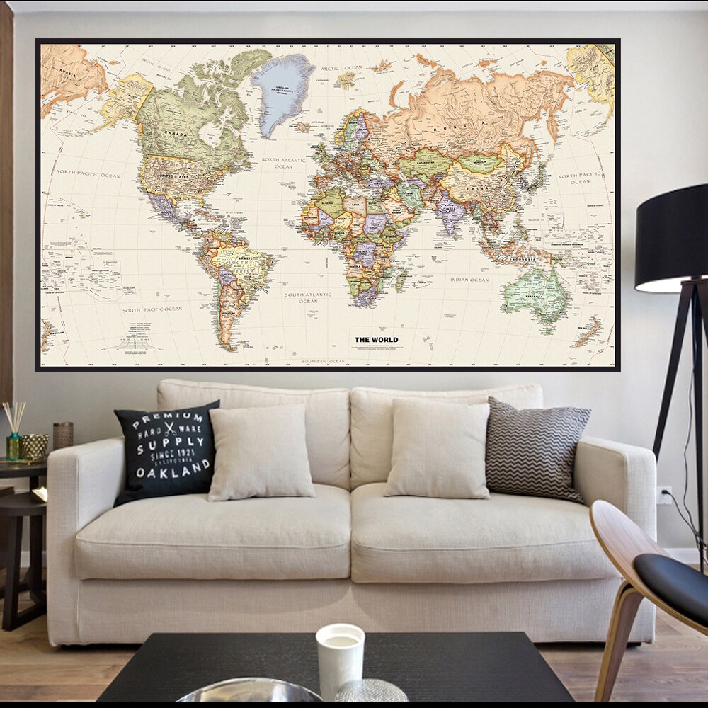 The World Map 150x100cm Non-woven Canvas Painting ... – Grandado