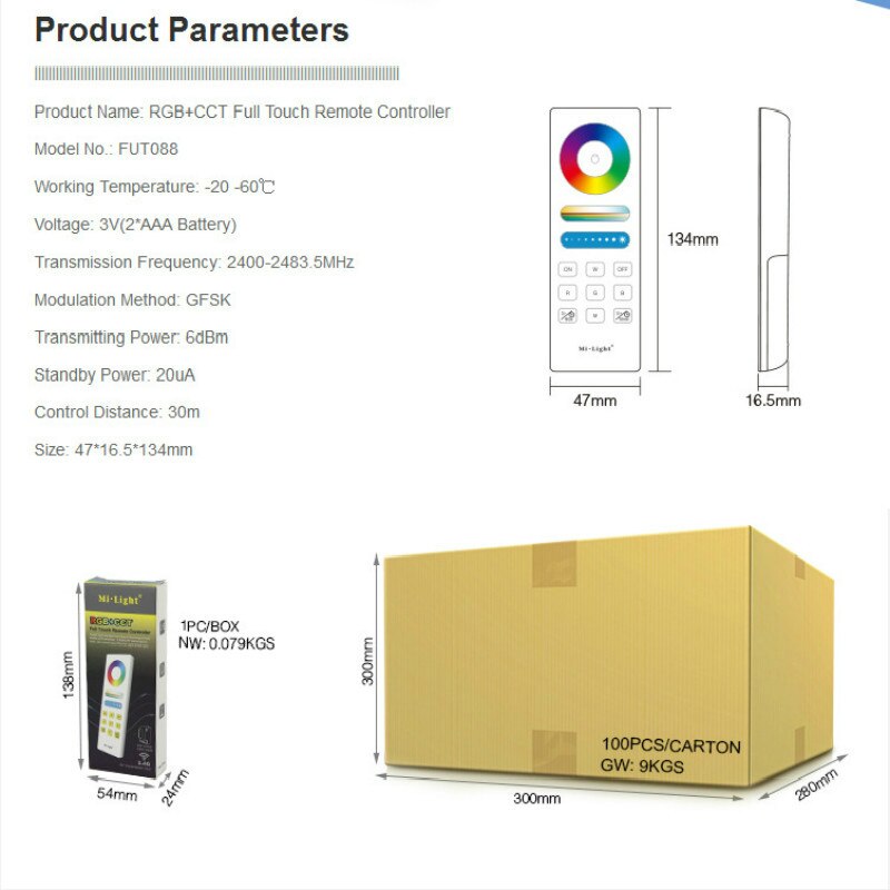 Mando a distancia Mi light 2,4G, botón Controlador LED de 4 zonas/mando ...