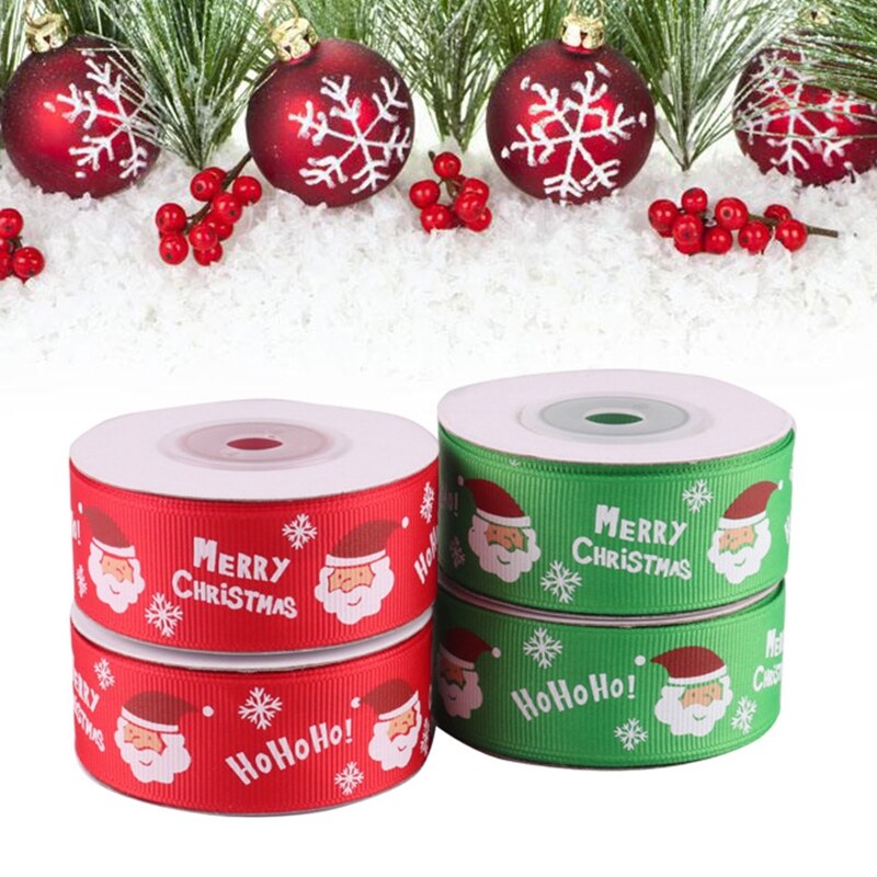 7 Rolls 10 Yards 25Mm Kerstman Printing Rode Groen... – Grandado