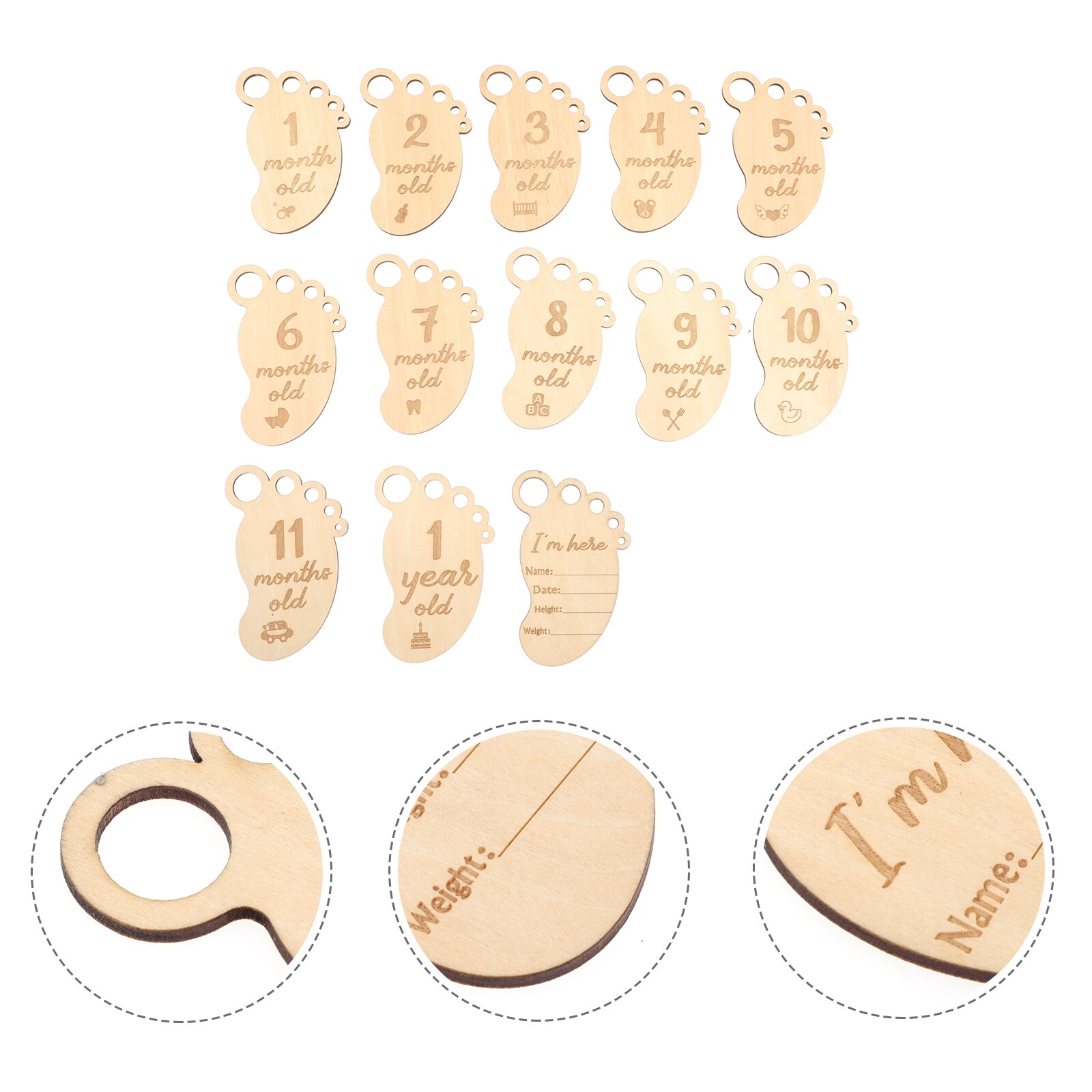 13pcs Round Milestone Cards Baby Wooden Milestone ... – Grandado